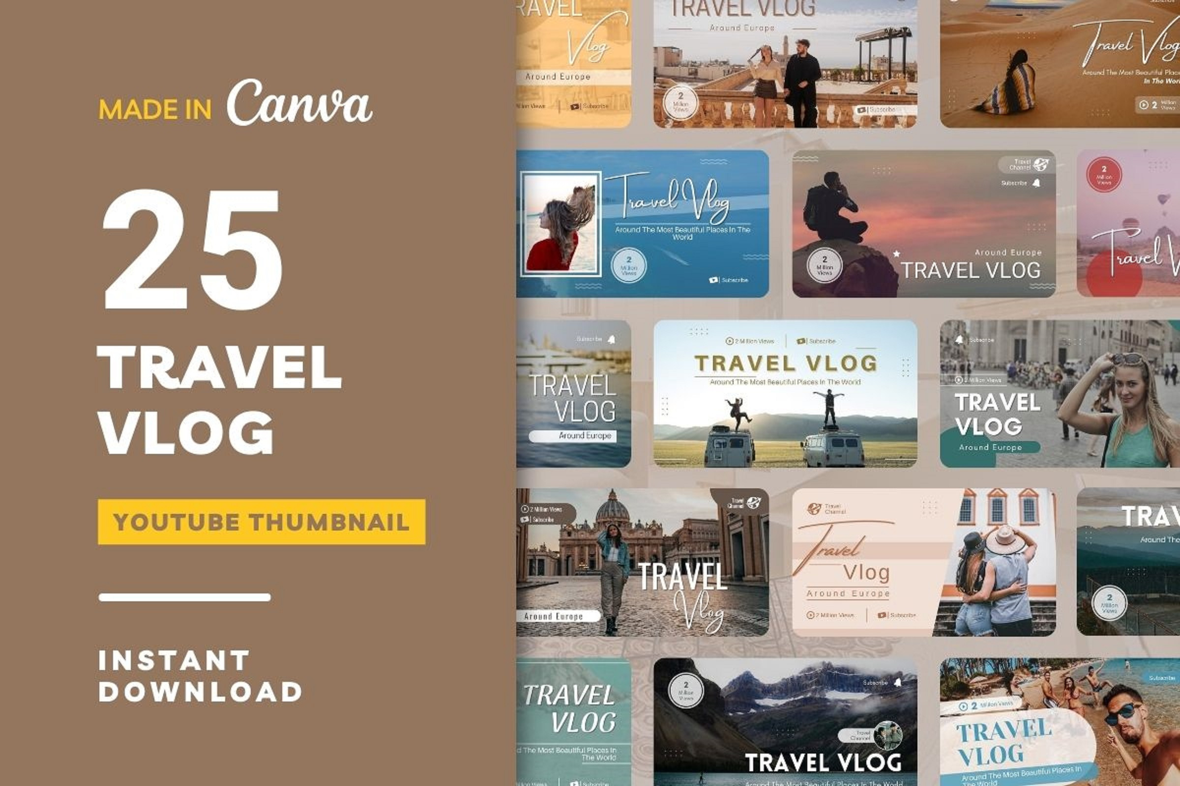 Travel Vlog Youtube Thumbnail, a Social Media Template by emcrea ...