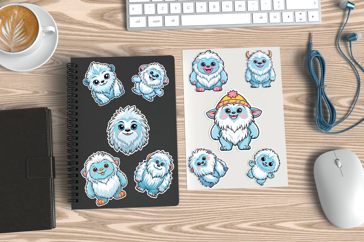 36 Cute YETI Stickers Clipart Bundle, an Animal Photo by Traffic Store