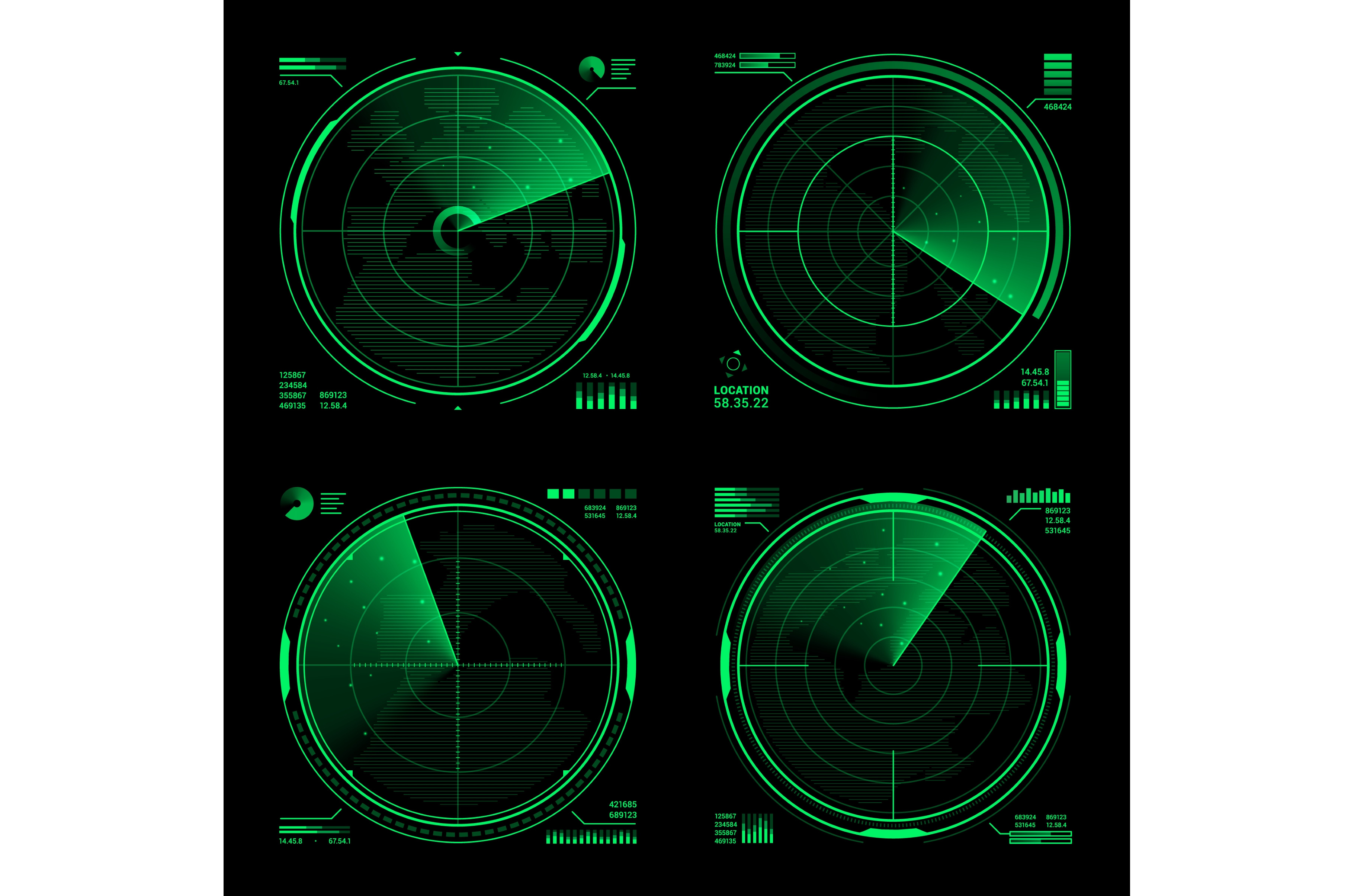 HUD military radar, sonar display | Templates & Themes ~ Creative Market