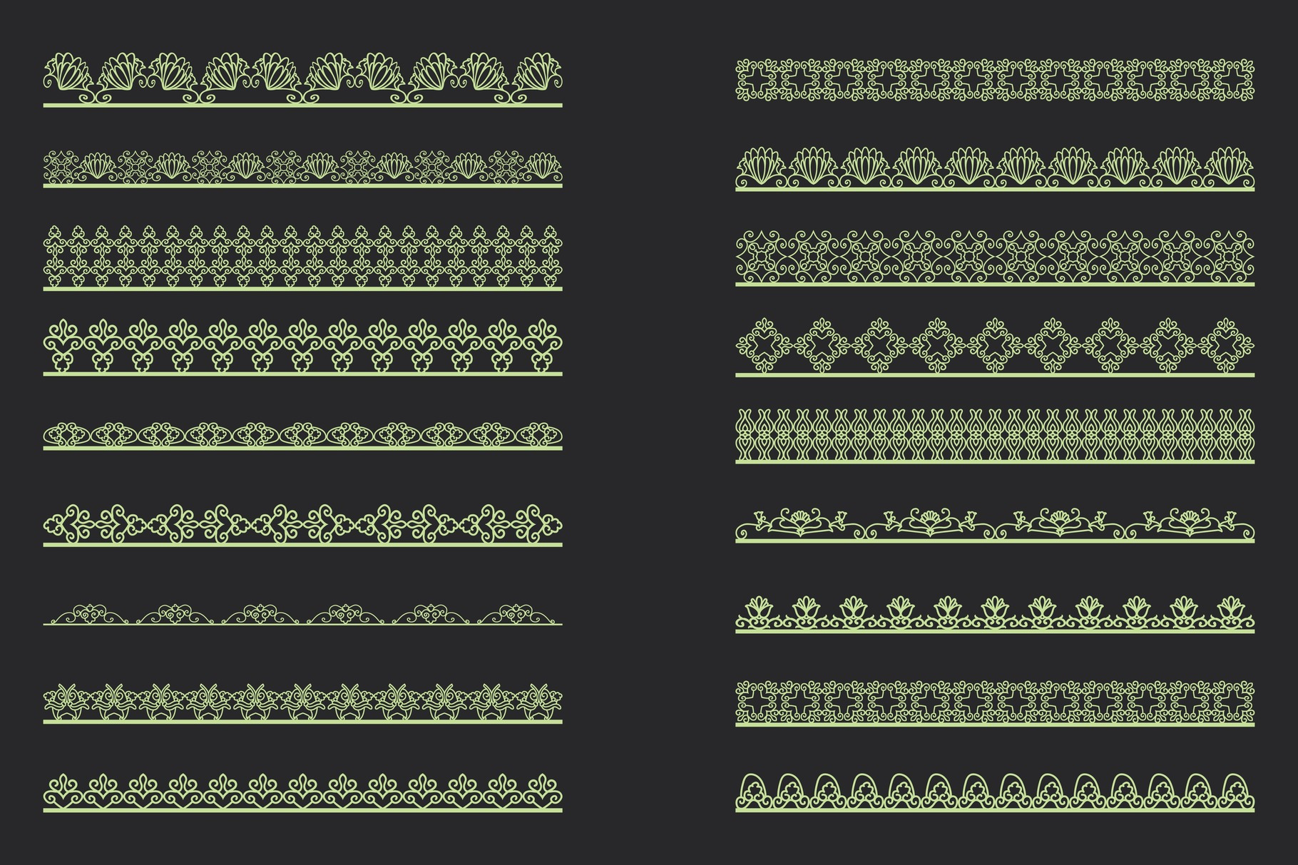 Green Elegant Lace Borders Frames, a Decorative Illustration by Rasveta