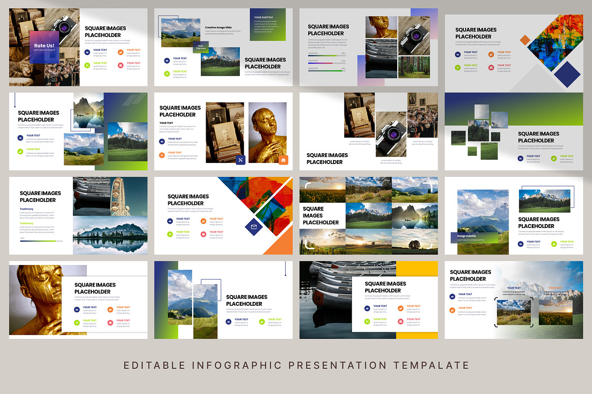 Square Image Placeholder - Infographic Presentation Template