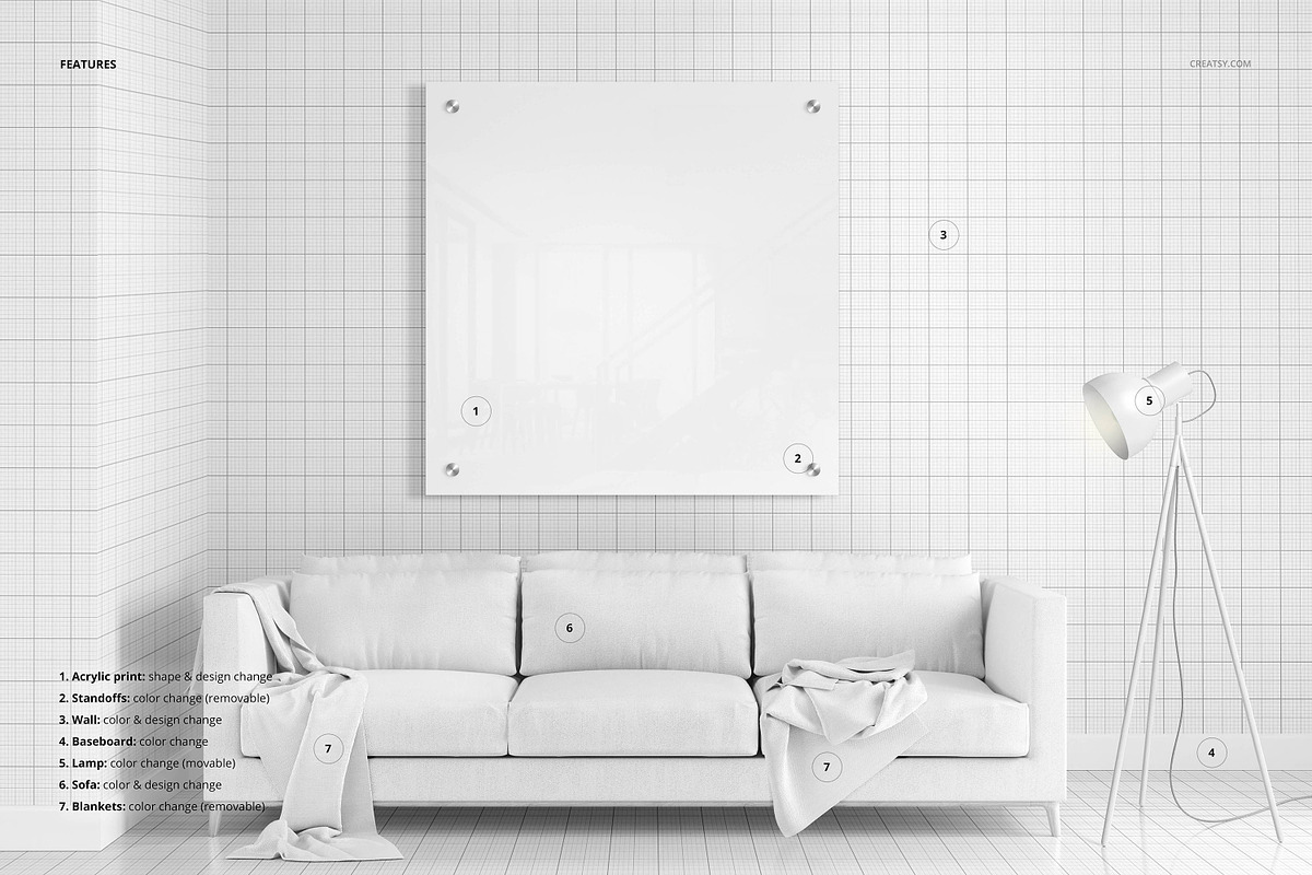 Acrylic Print Many Sizes Mockup Set, a Product Mockup by creatsy2