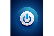 Glass transparent effect power start button, on off icon, vector UI or ...