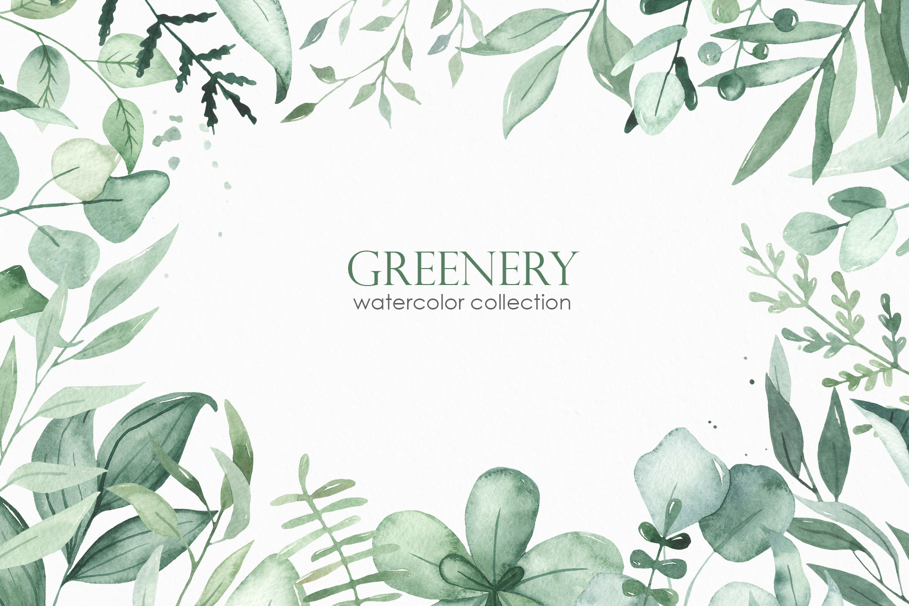 Greenery watercolor collection