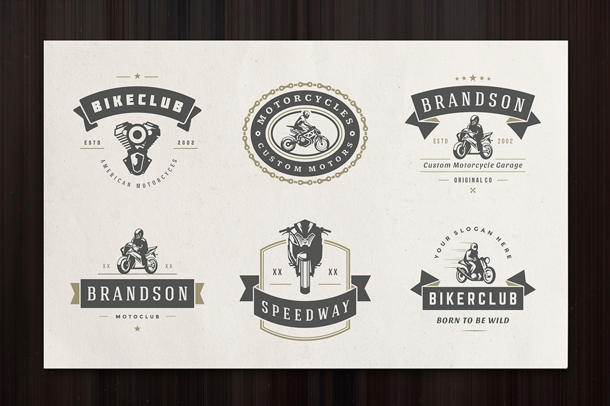 50 Motorcycles Logos and Badges, a Branding & Logo Template by Vasya Kobelev
