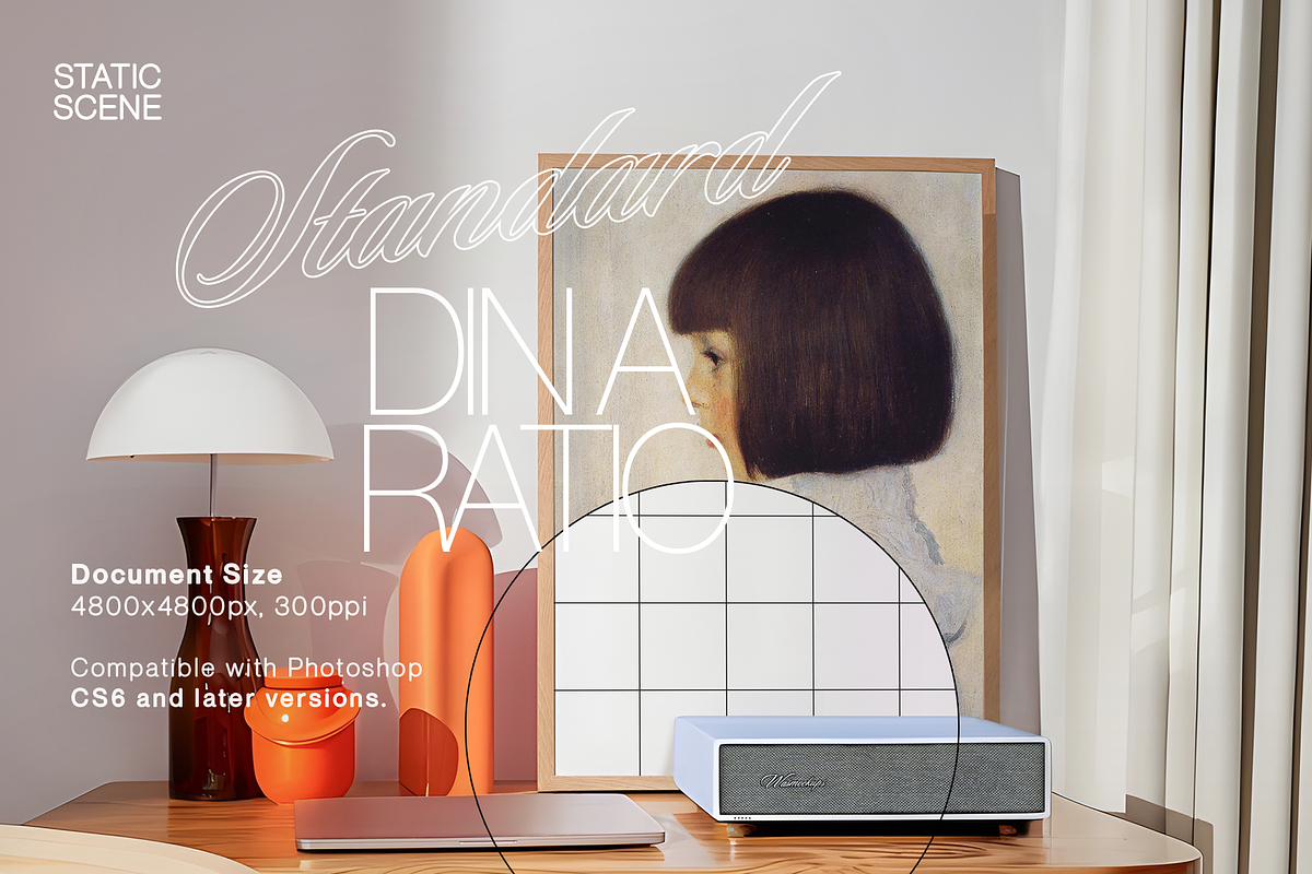 A3 Ratio Retro Wood Frame Mockup