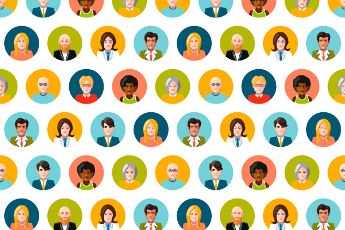 Flat people avatars on white, a Pattern Graphic by BestPics