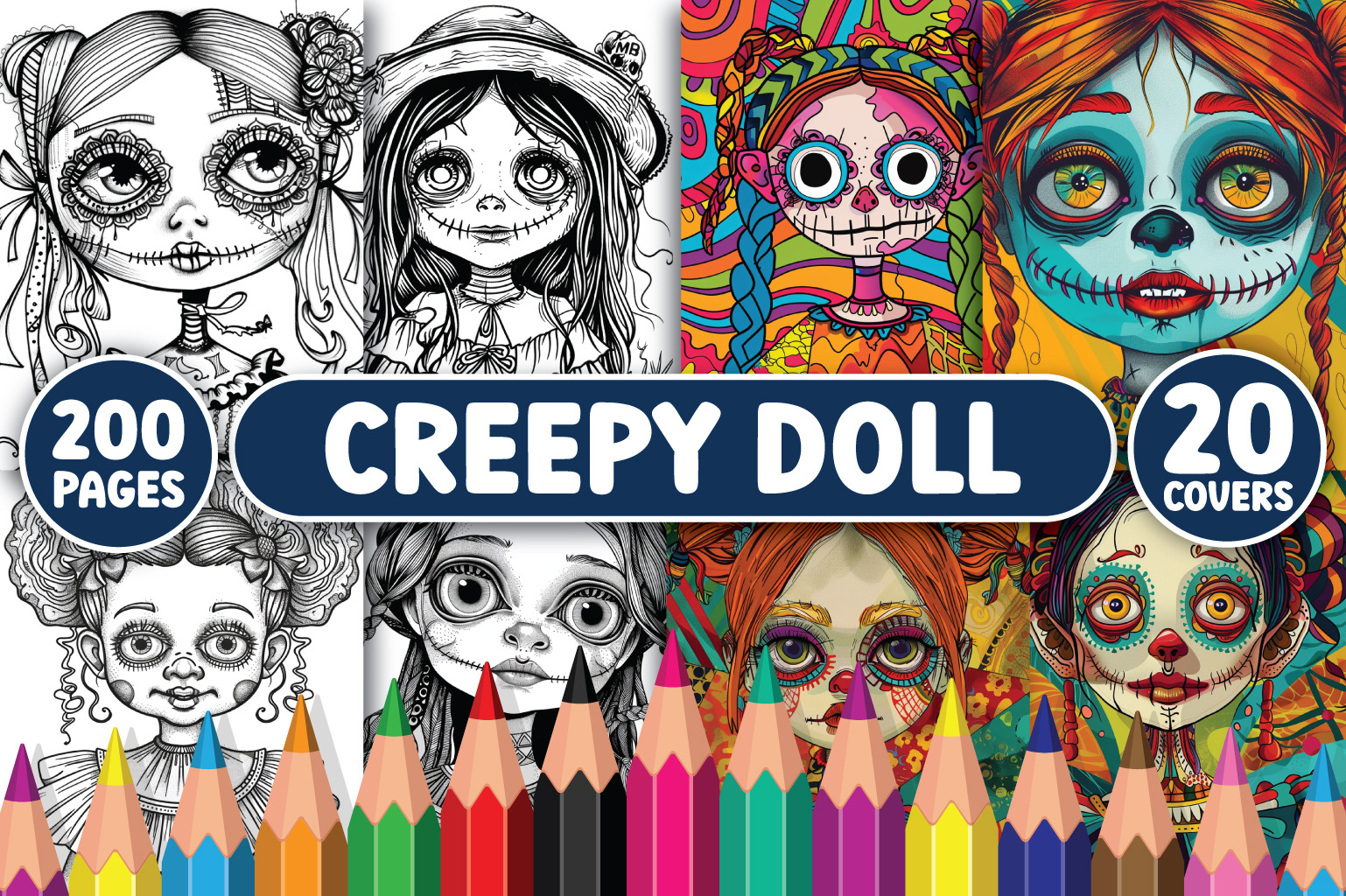 200 Creepy Doll Coloring Pages