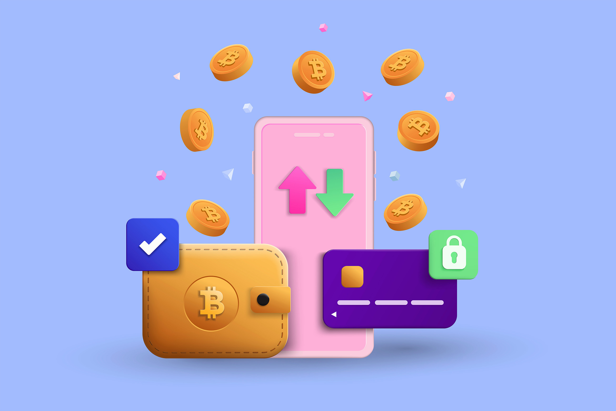 Cryptocurrency transaction 3d, a Finance Illustration by Creative Graphics