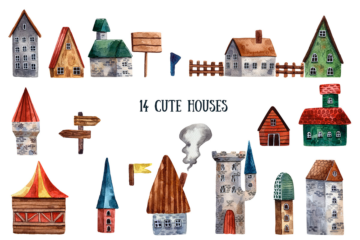Cute Travel Map - Watercolor Set, an Object Illustration by Mashamashastu