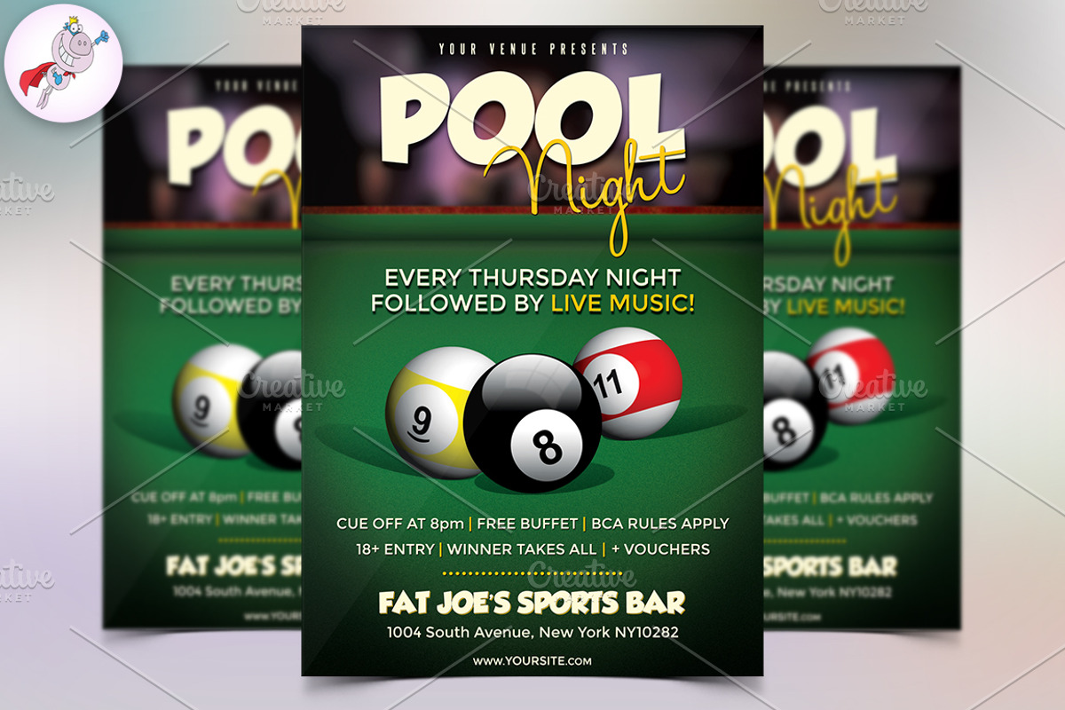 Pool Night Flyer Template, a Flyer Template by FlyerPig