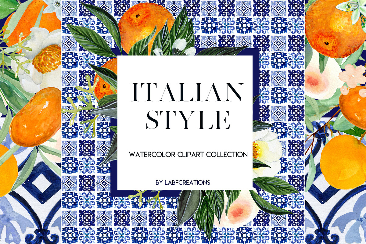 Italian Style Watercolor tile Update, an Illustration by LABFcreations