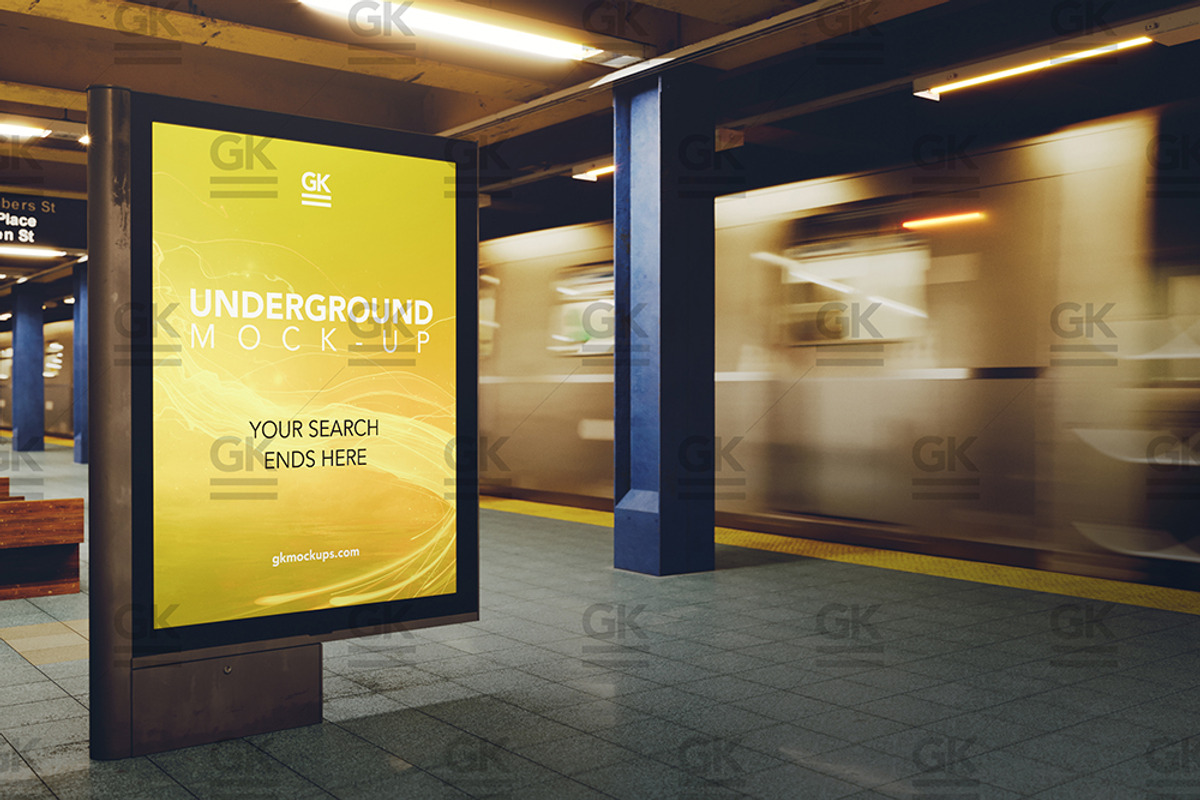 3D Underground / Subway Mock-up, a Product Mockup by GK Creative