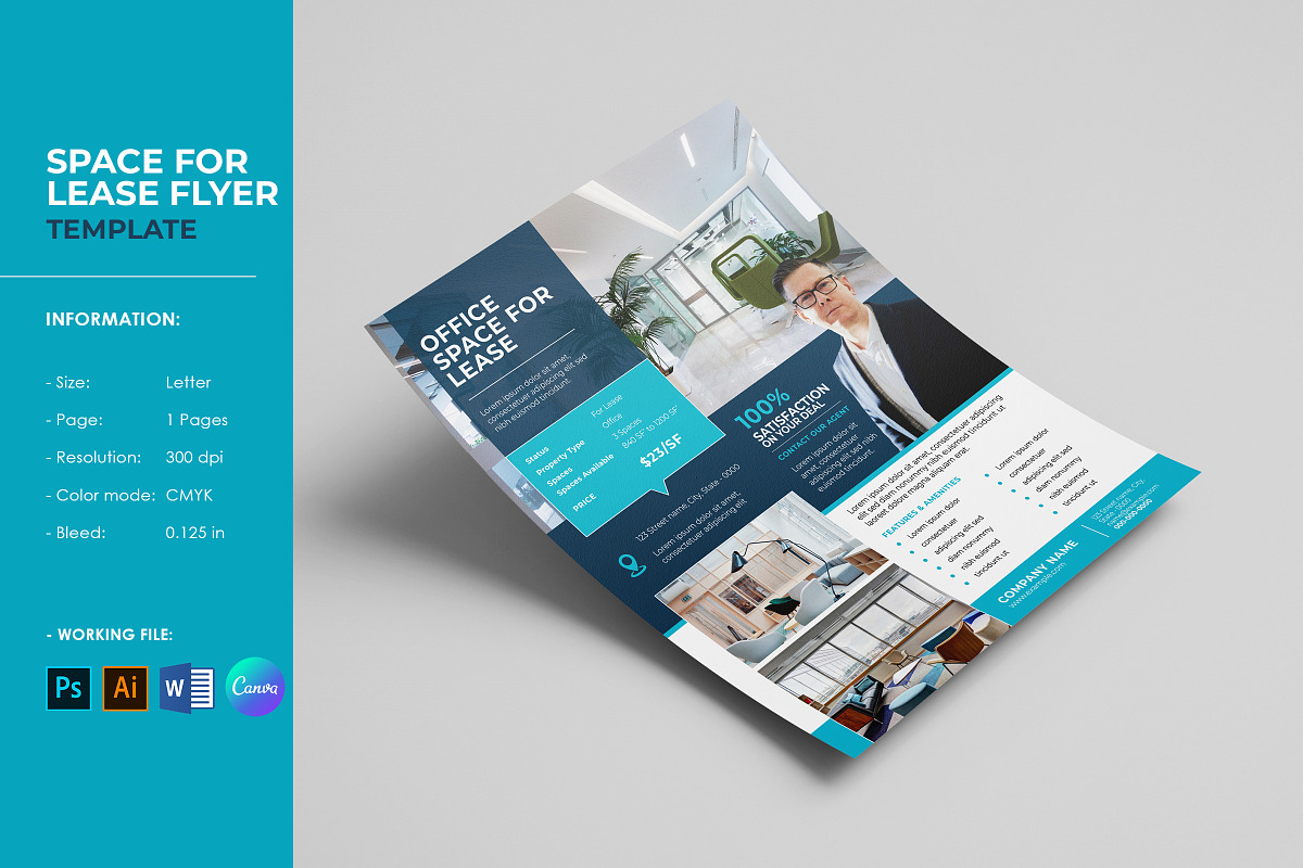 Office Space for Lease Flyer, a Flyer Template by Template Shop