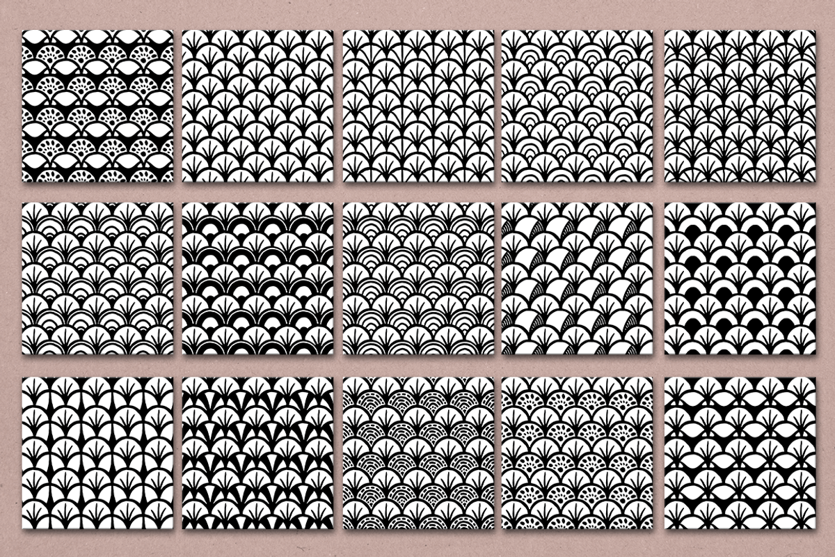 190 Handdrawn Scale Patterns, a Pattern Graphic by Monogram Fonts Co.