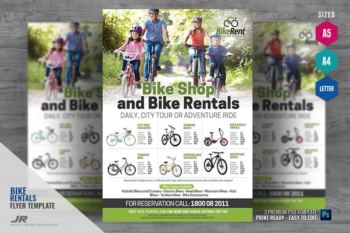 Bicycle for Rent Flyer, a Flyer Template by PSDPixel