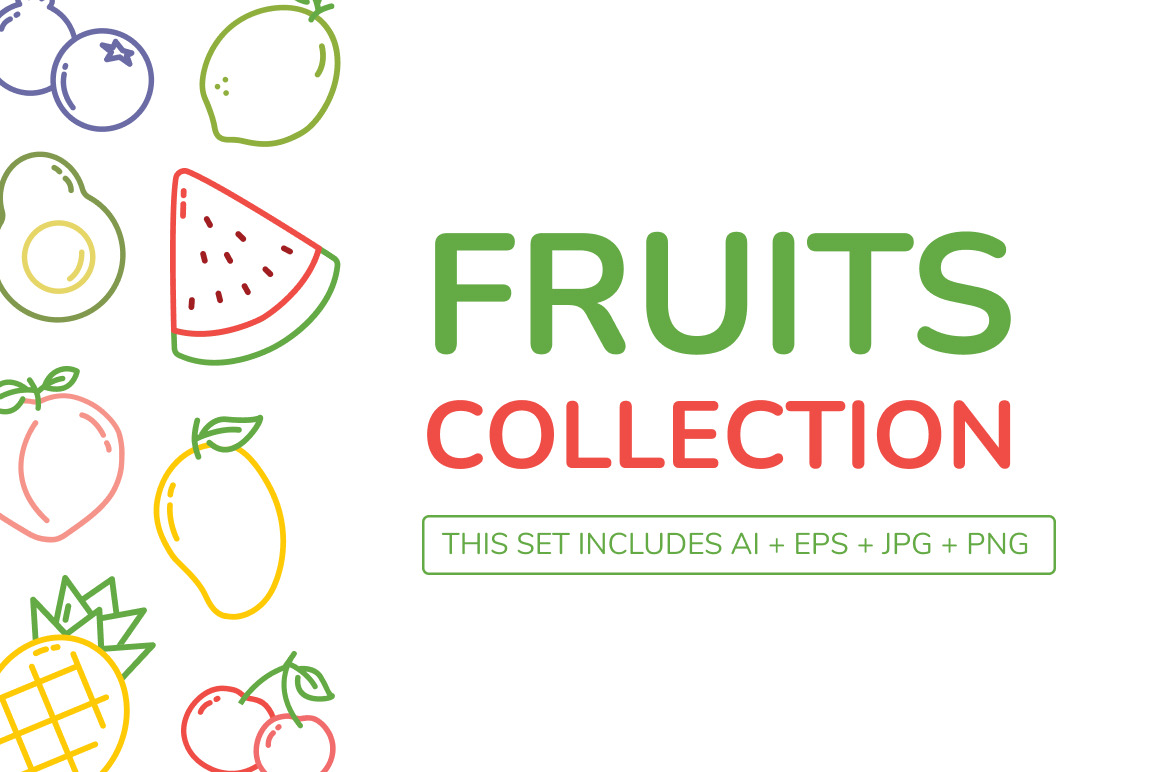 SImple line Fruits Clipart