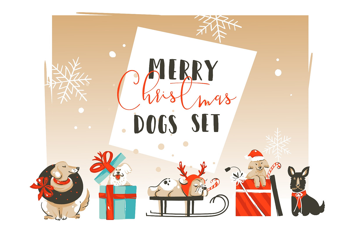 Christmas dogs set, an Animal Illustration by Anastasy_helter