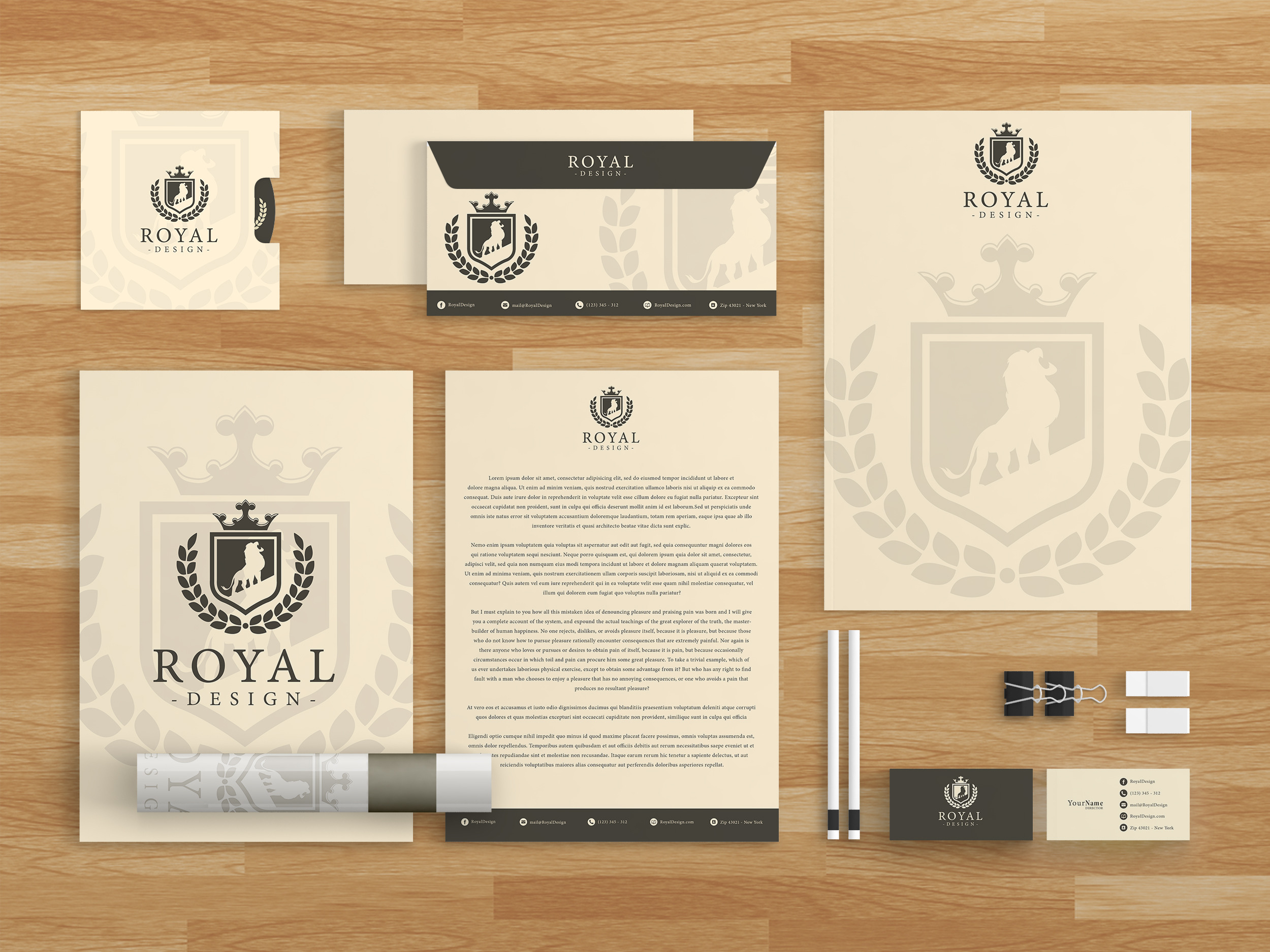 Royal Design Brand Identity Template, a Product Mockup by MusiqueDesigns