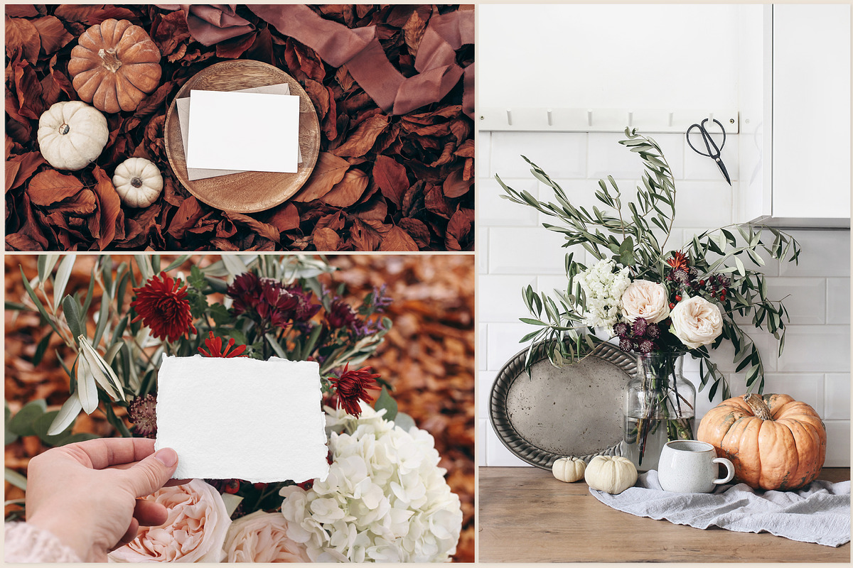 Autumn pumpkins mockups set, a Print Template by Tabita's shop