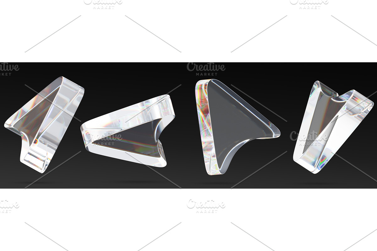 Glass arrow cursors set isolated on, an Object 3D Model by Marozhkastudio