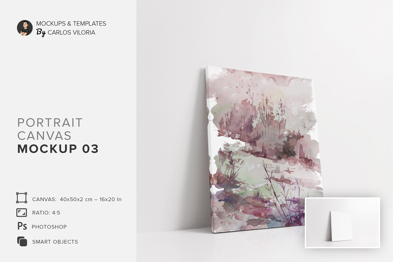 Portrait Canvas Ratio 4x5 Mockup 03, a Print Template by Mockups by ...