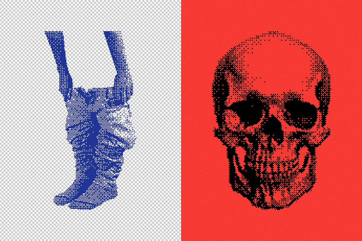 144 Dithering Bitmap Vector Shapes, an Object Graphic by pixelbuddha.net