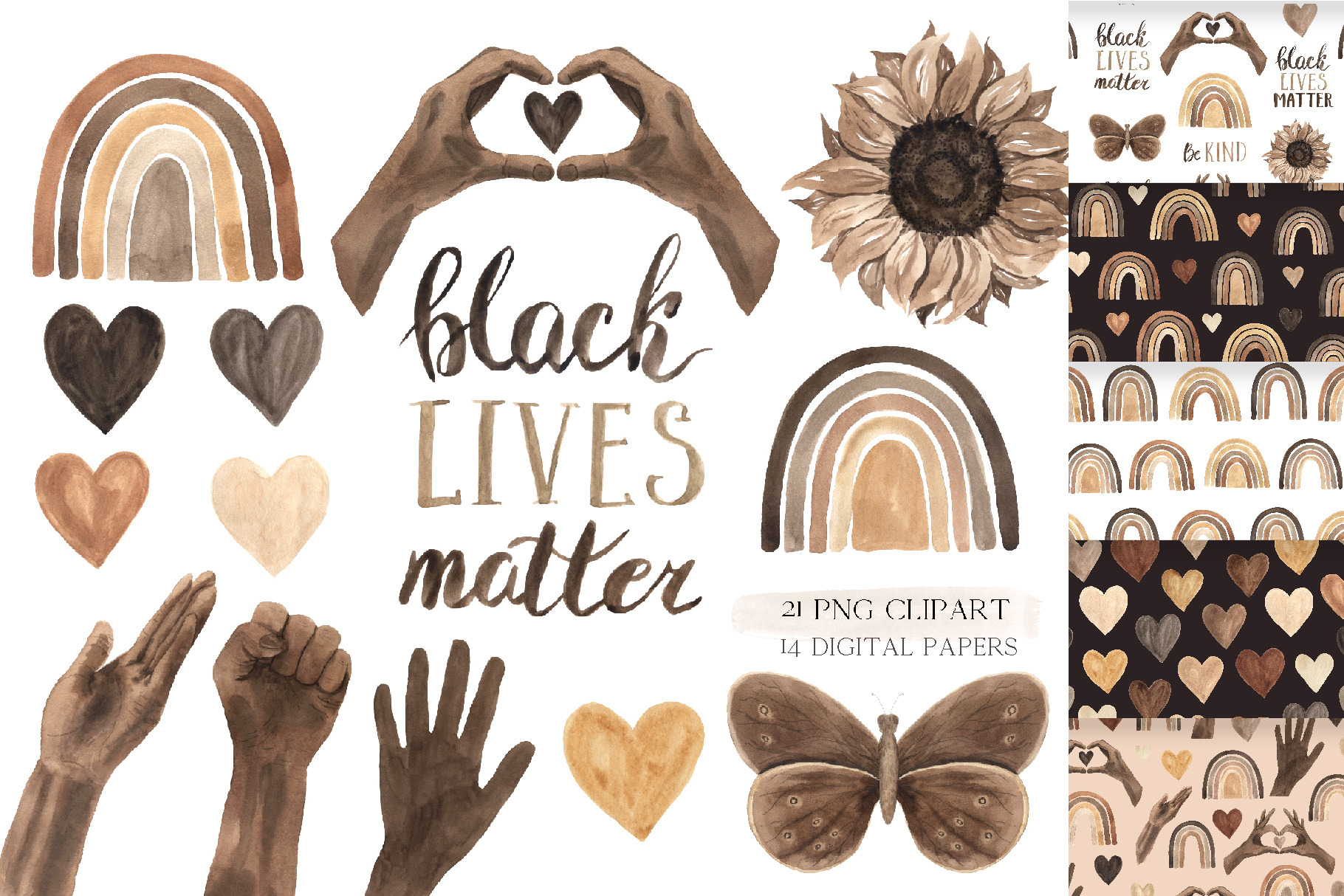 Black Lives Matter - clipart set, a Decorative Illustration by ...