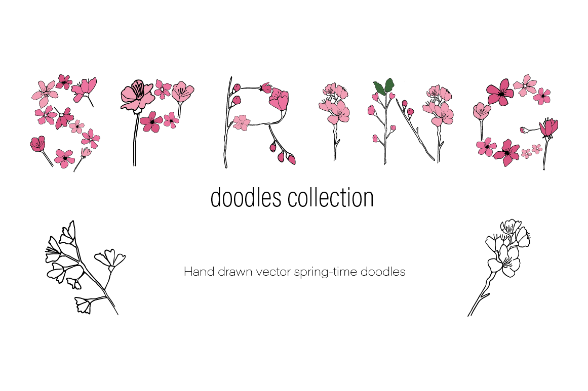 Spring blossoms doodles, a Decorative Illustration by Emjwalker