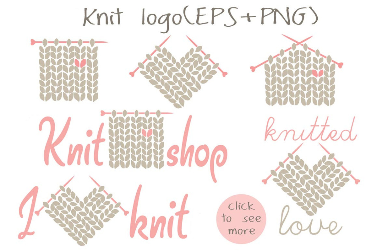 Knit seamless pattern and logo set, a Pattern Graphic by antuanetto