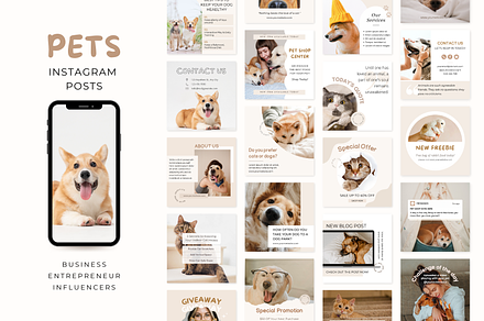 Pet & Dog Shop Color Carousel Instagram Feed Post | Creative Market