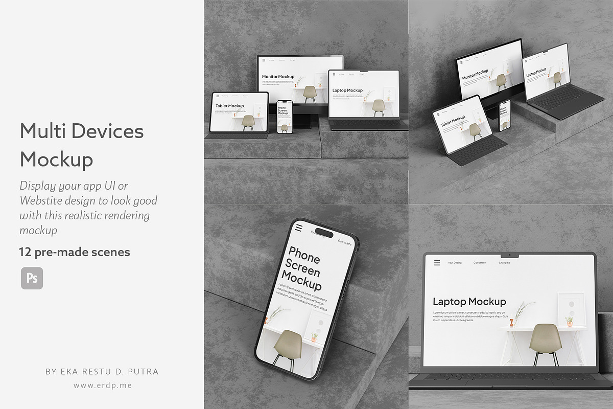 Responsive Devices Mockup Kit, a Device Mockup by Eka Restu D. Putra
