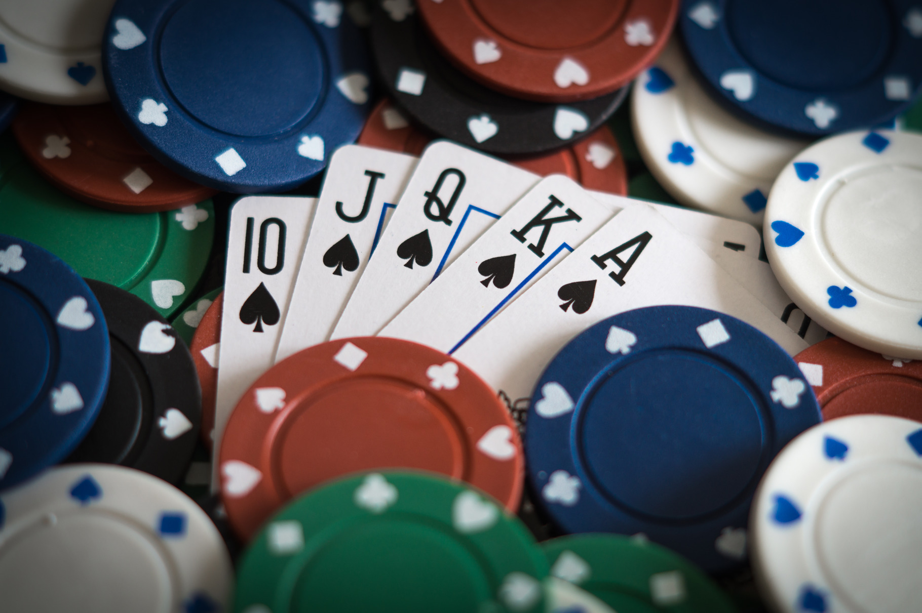 Royal flush poker concept stock photo containing closeup and background ...