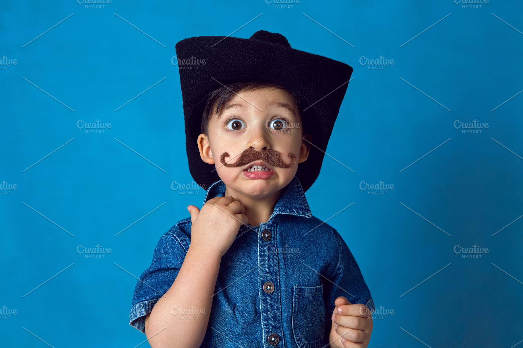 Funny cowboy boy with a mustache and featuring baby, child, and boy, a ...