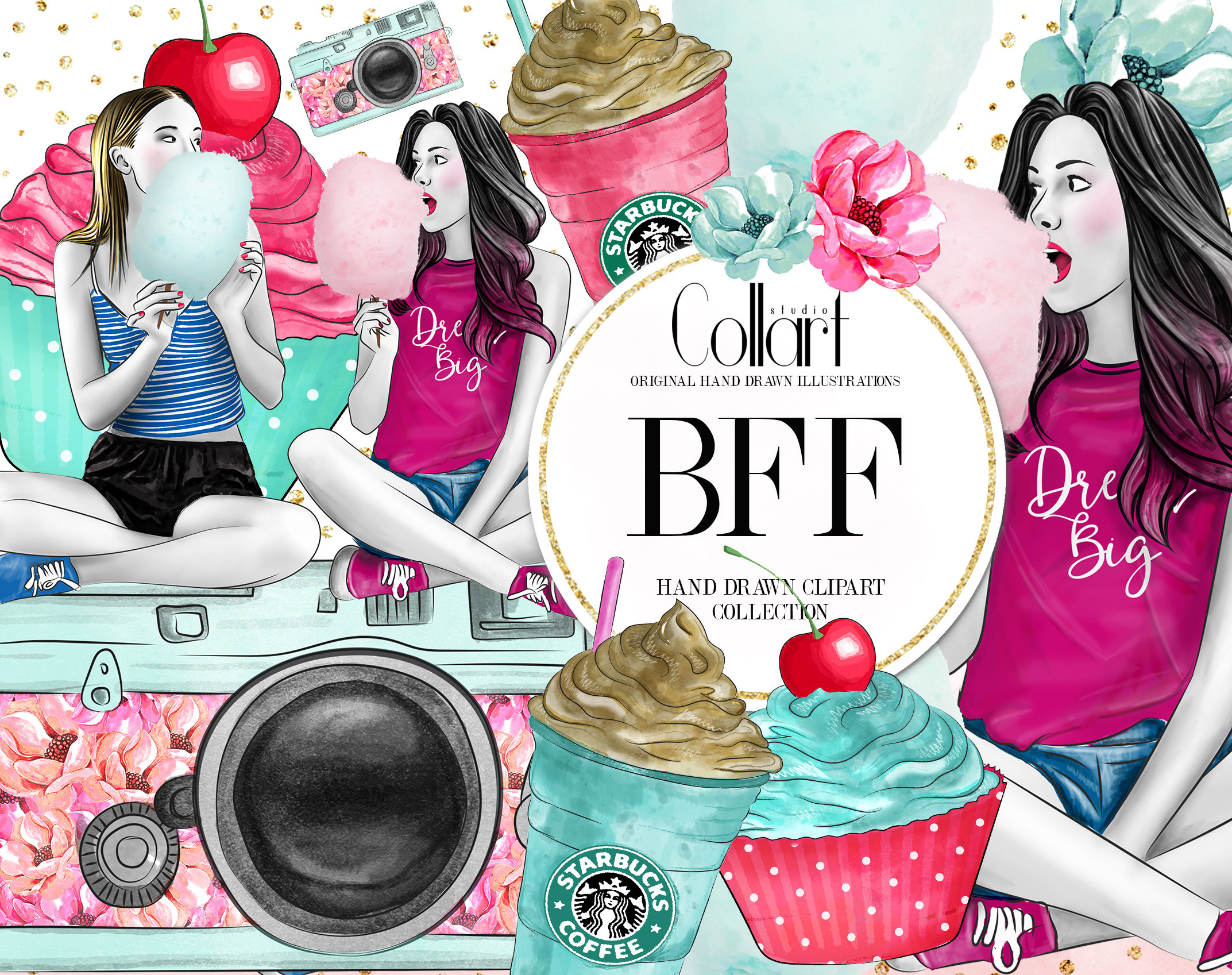 Best friends clipart, BFF, an Illustration by Collart Studio