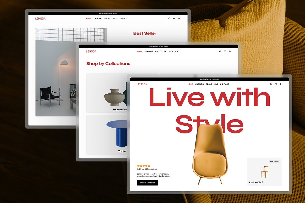 Furniture E-commerce Figma Template, an UI Kit Template by Rozepaars Design