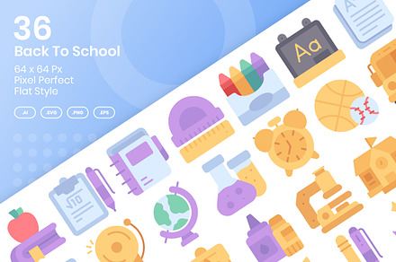 Vector Flat Round School Icons | Icons ~ Creative Market