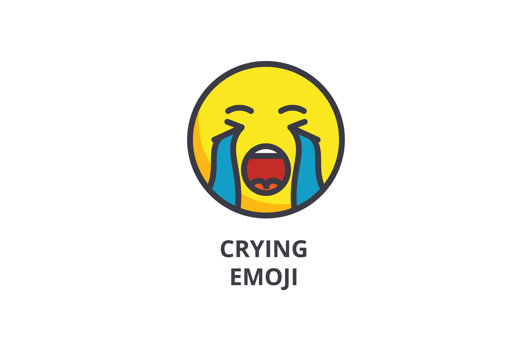 crying emoji vector line icon, sign, illustration on background ...