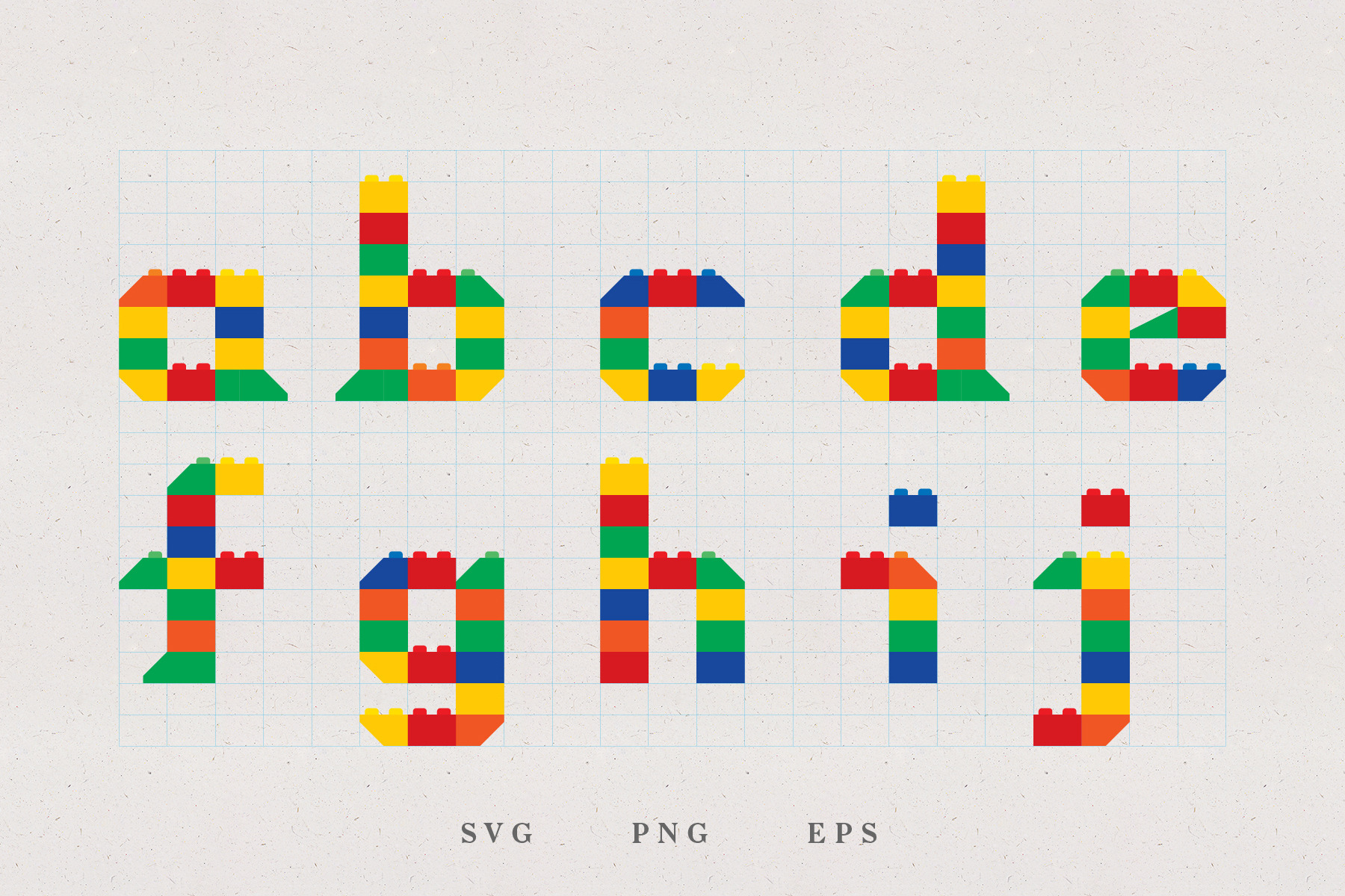 Plastic Bricks Alphabet, SVG, PNG, an Illustration by Kessens