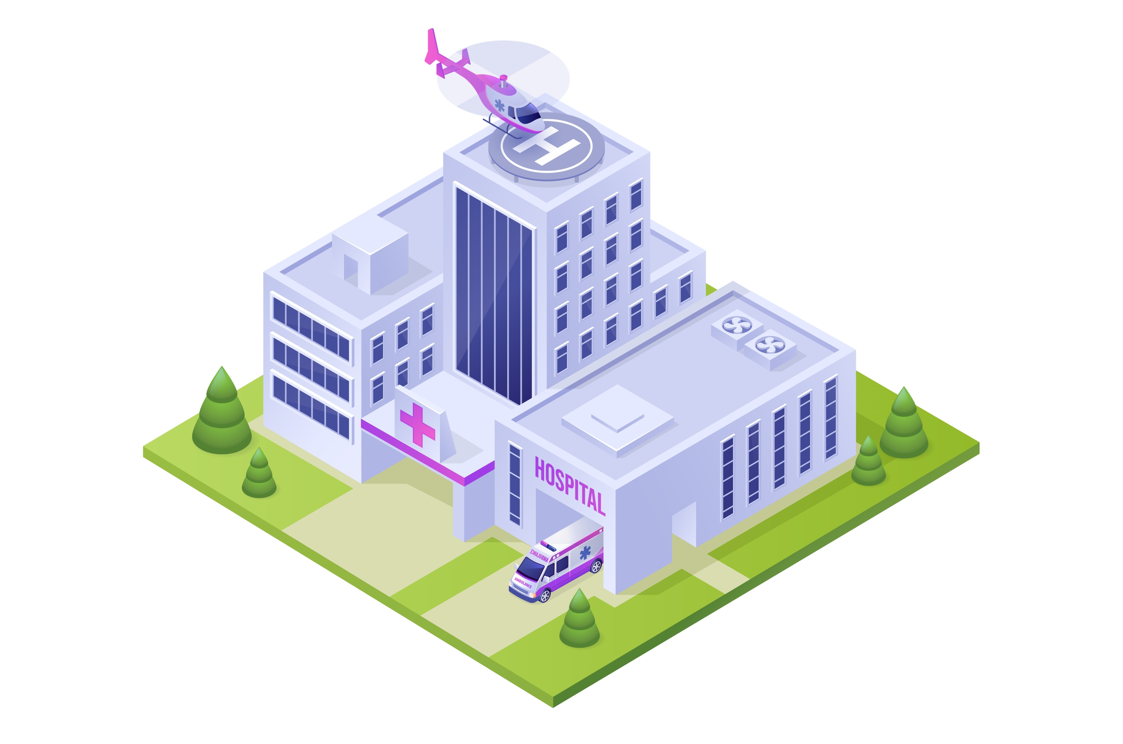 Isometric hospital clinic building, a Healthcare Illustration by art ...