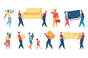 People carrying boxes and things, an Object Illustration by Frogella