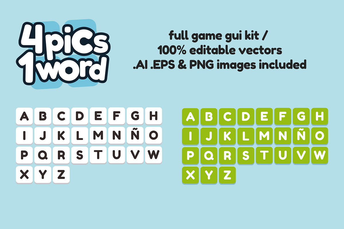 4 Pics 1 Word Game Gui Assets, an Illustration by DeLaGranSiete