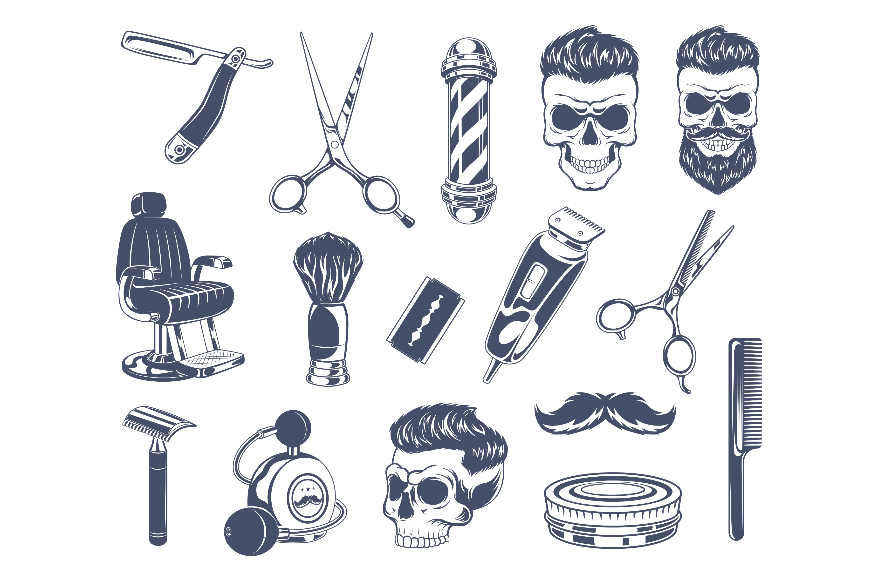 Barber shop set. Logos and ads, a Graphic by Onyx
