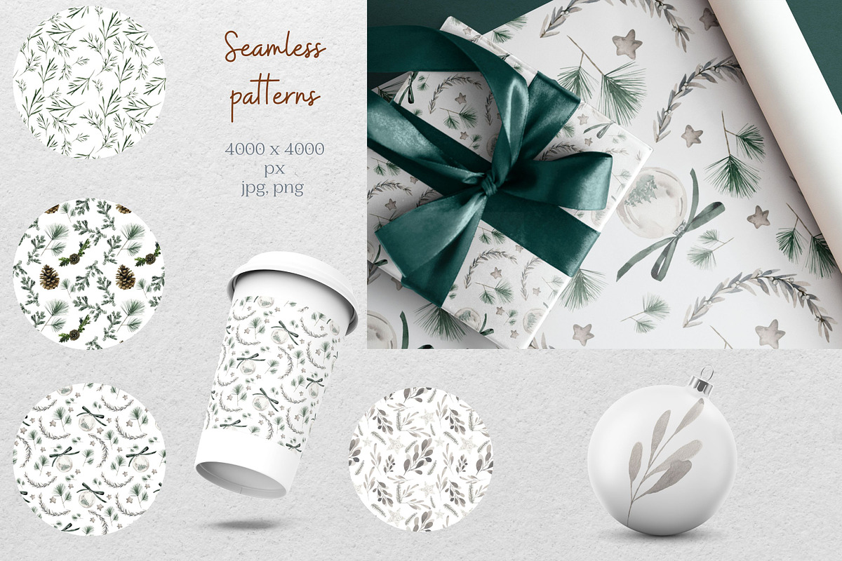 Watercolor clipart - White Christmas, a Seasonal Illustration by ...