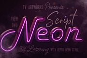 Script Neon 3D Lettering, a Graphic by TVartworks