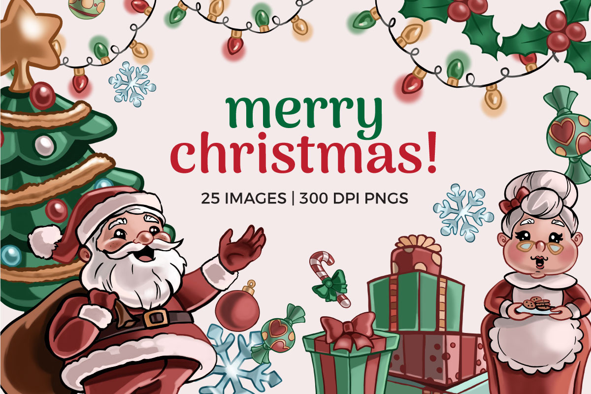 Cute Christmas Clipart, an Illustration by TheClipAtelier