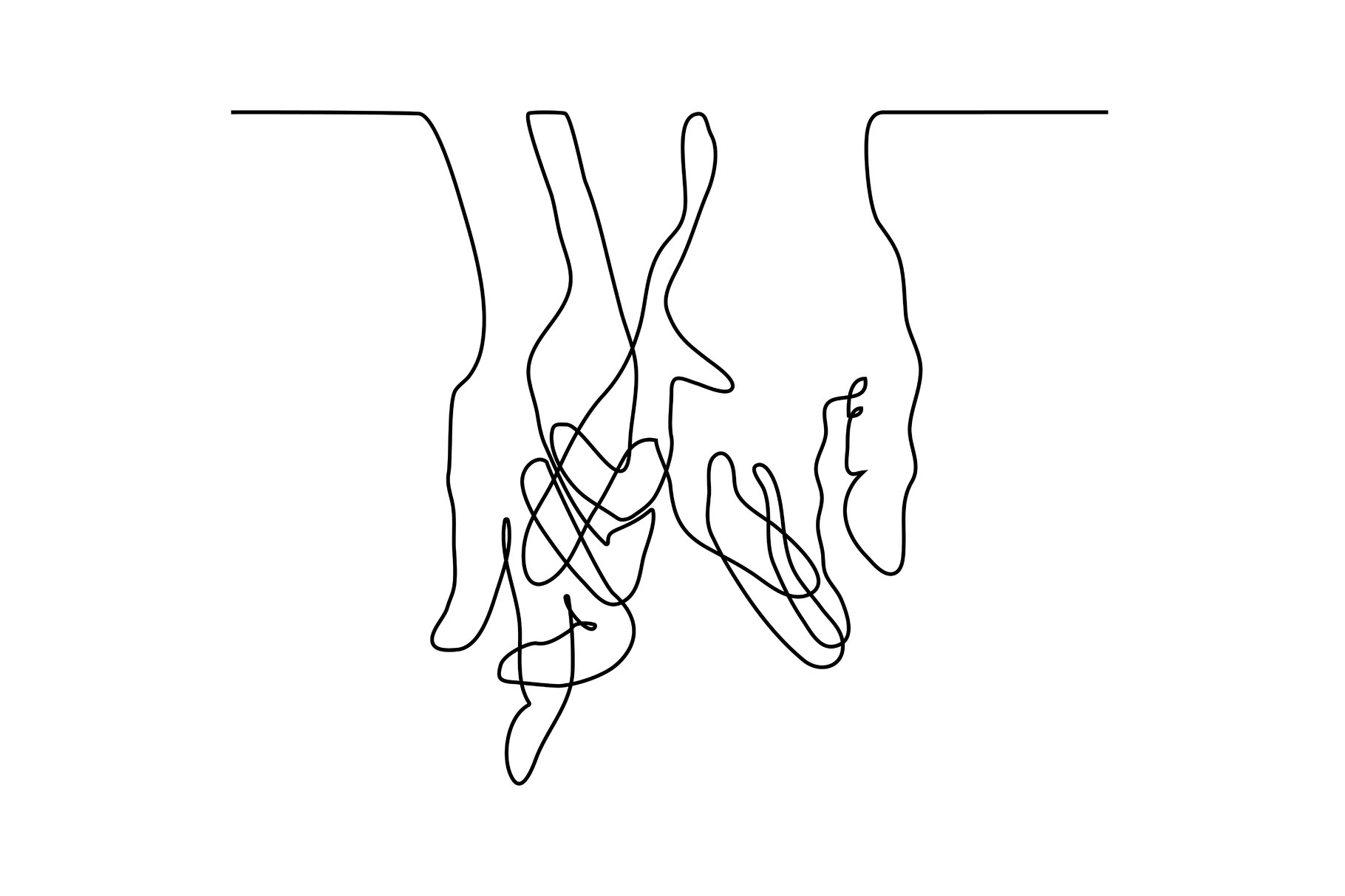 line drawing of holding hands, an Illustration by Valenty