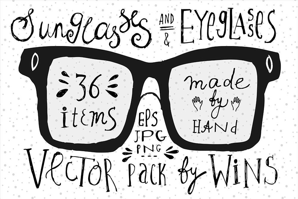 Eyeglasses & Sunglasses Doodle set, an Illustration by WINS Doodle shop ...