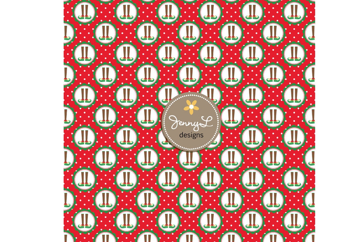 Elf Christmas Digital Papers, a Pattern Graphic by JennyL Designs