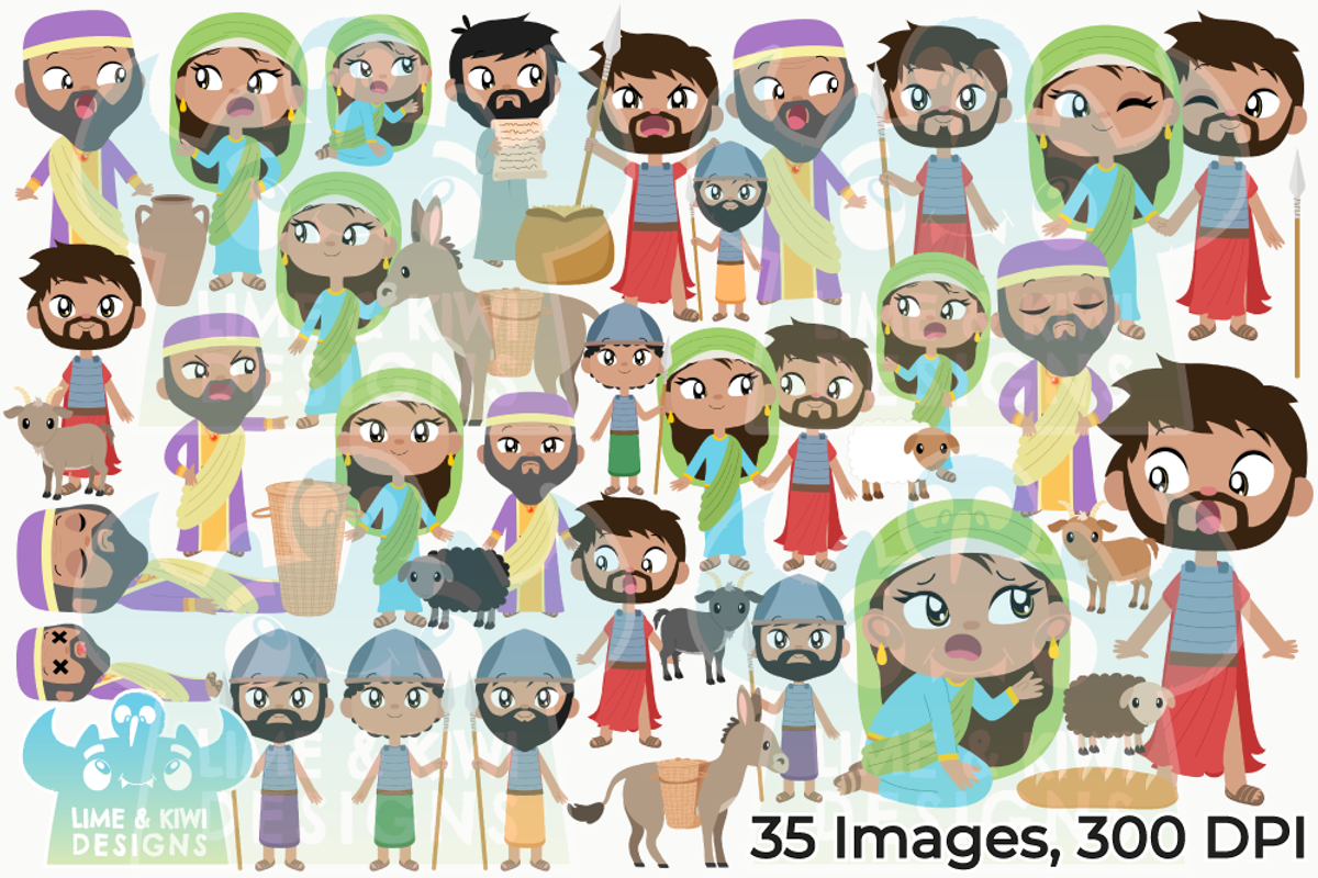 David and Abigail Clipart, a Decorative Illustration by Lime & Kiwi Designs